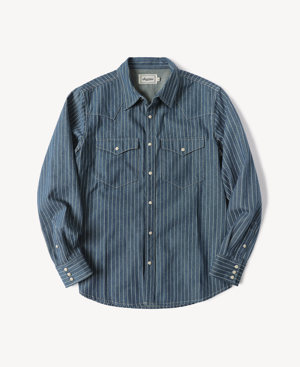Slim Fit Wabash Striped Indigo Denim Western Shirt | Time Catcher ...