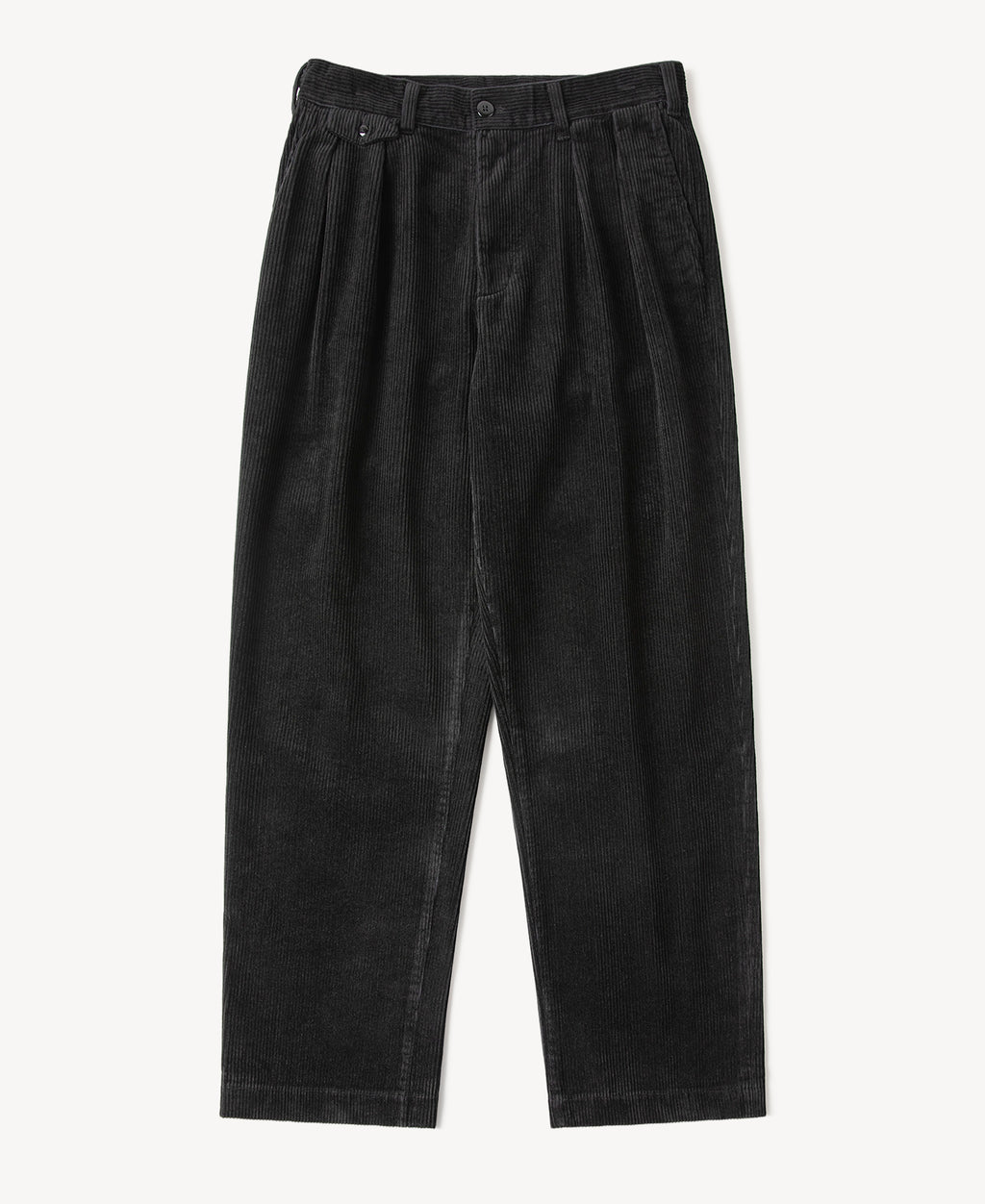 Straight-Leg Double-Pleated Cotton-Corduroy Trousers - Black | Time ...