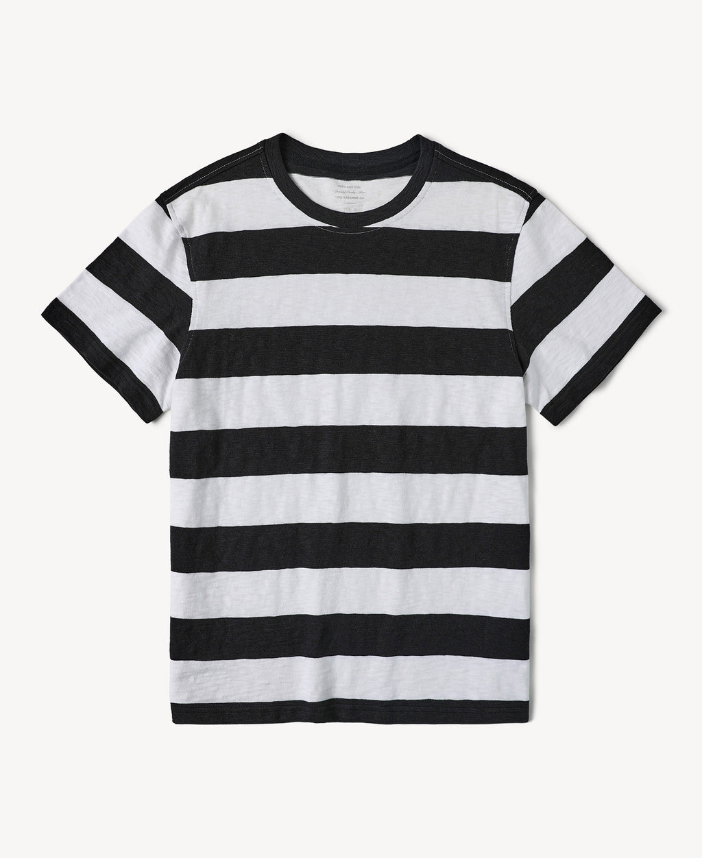 Heavyweight Slub Cotton Wide White Black Striped T-Shirt | Time Catcher ...