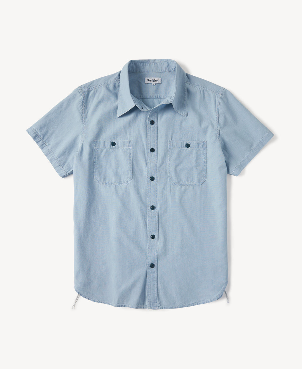 Military Wash Chambray Short Sleeve Workshirt - Pale Blue | Time ...