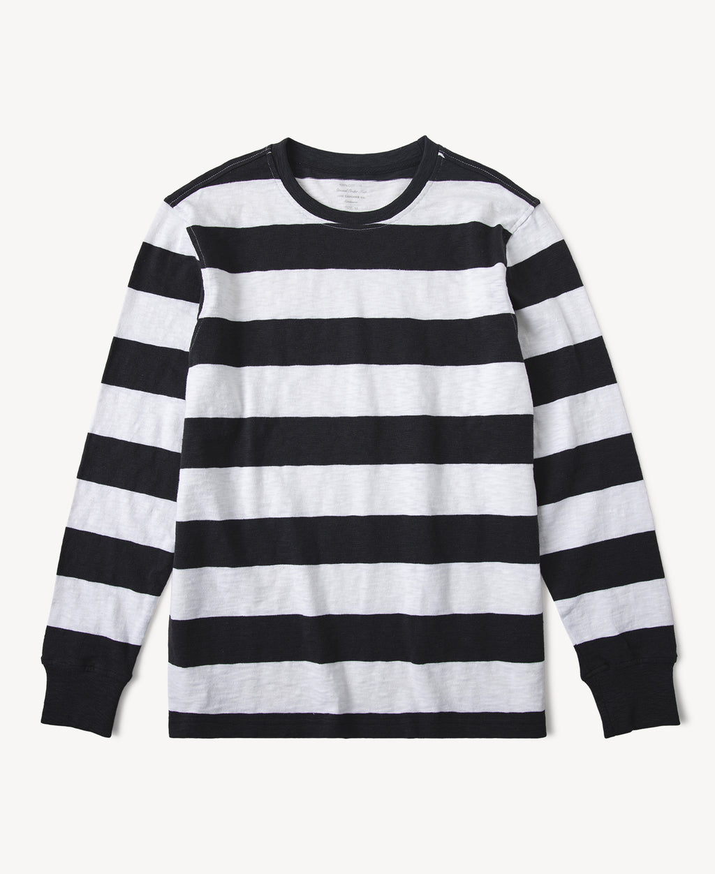Slub Cotton Wide Black White Striped Long-Sleeve T-Shirt | Time Catcher ...